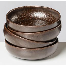 gipfelst&uuml;ck M&uuml;slischale &raquo;Glockenklang&laquo; 4 Stk. aus Steinzeug Scandi-Style, gl&auml;nzende Reaktivglasur, jedes St&uuml;ck ein Unikat braun Steinzeug &Oslash; 16cm