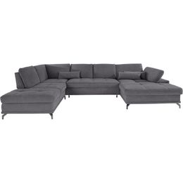 OTTO home Wohnlandschaft &raquo;Costello U-Form, B: 363 cm mit Sitztiefen- & Armteilverstellung&laquo; optional Schlaffunktion & Bettkasten grau 100% Polyester;