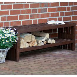 Dobar Kaminholzregal &raquo;Svensson&laquo; Gartenbank mit Stauraum braun Holzwerkstoff B/H/T: 138cm x 45cm x 31cm