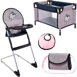 BAYER Puppenbett &raquo;Puppen-Reise-Set&laquo; inklusive Hochstuhl, L&auml;tzchen und Umh&auml;ngetasche Einheitsgr&ouml;&szlig;e Puppenbett