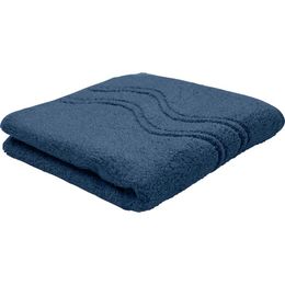 Ross Duschtuch &raquo;Cashmere feeling&laquo; 100% Baumwolle, mit Wellen-Bord&uuml;re, gro&szlig;e Farbauswahl blau Frottier, Baumwolle B/L: 75cmx140cm, 1 Stk., Frottier