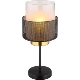 Globo LIGHTING Tischleuchte &raquo;OLGA&laquo; E27 1 Stk. Tischlampe/Glas satiniert/Metallring/Wohnzimmer/Schlafzimmer schwarz 1 Stk.