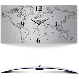 Artland Wanduhr &raquo;Weltkarte&laquo; wahlweise mit Quarz- oder Funkuhrwerk, lautlos ohne Tickger&auml;usche grau B/H/T: 60cm x 30cm x 0,3cm, Funkuhr