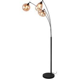 Trio Leuchten Stehlampe &raquo;Lumina, gebogene Stehleuchte mit Glasschirmen exkl 3xE14 max 10W&laquo; E14 1 Stk. warmwei&szlig; - kaltwei&szlig; amberfarbige Gl&auml;ser in 3 
