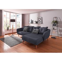 Home Affaire Ecksofa &raquo;Baggio formsch&ouml;ne Polsterecke, bequem, Breite 277cm, L-Form&laquo; Zierkissen inklusive blau B/H/T: 277cm x 80cm x 162cm, Struktur, 