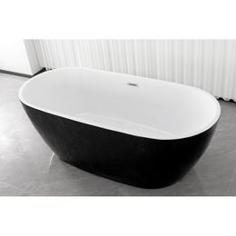 Sanotechnik Badewanne &raquo;CUBA&laquo; H&ouml;he 61 cm Vorrichtung f&uuml;r Ablaufschlauch &Uuml;berlauf 175x80x61cm, aus Acryl schwarz Acryl freistehend