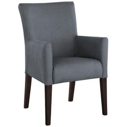 Home Affaire Esszimmerstuhl &raquo;King&laquo; () Polsterstuhl, Armlehnstuhl, Gestell Massivholz grau 100% Polyester B/H/T: 60cm x 92cm x 65cm, Kunstleder
