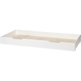 Woood Bettschubkasten &raquo;Nikki mit geb&uuml;rstetem Massivkiefer und Rollen B 94 x T 198 x H 20 cm&laquo; Als Stauraum- oder G&auml;stebettschublade nutzbar, MDF-Boden,