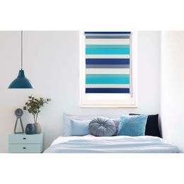 mydeco Doppelrollo &raquo;Just-Triple&laquo; Lichtschutz ohne Bohren freih&auml;ngend blau Polyester 210cm, einseitig verschiebbar, 80cm
