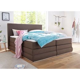 Collection AB Boxspringbett &raquo;Ninoni&laquo; inkl. Bettkasten, Topper und wahlweise mit LED-Beleuchtung braun Holzwerkstoff Struktur (100% Polyester) 