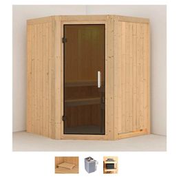 Karibu Sauna &raquo;Larin&laquo; Set, Ofen 9 kW integr. Strg beige Saunaofen, integrierte Steuerung, 9 kW