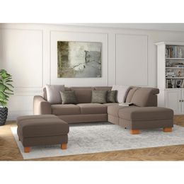 Sit & More sit&more Ecksofa &raquo;Dundee L-Form&laquo; mit Federkern und Massivholzf&uuml;&szlig;en, wahlweise mit Kopfteilverstellung grau B/H/T: 263cm x 86cm x 219cm, Luxus-