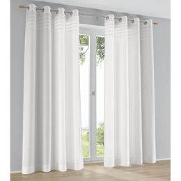 Kutti Vorhang &raquo;Kessy&laquo; &Ouml;sen 1 Stk. tlg. Eleganter Uni-Vorhang mit dekorativer Biesenblende wei&szlig; Baumwolle, Polyester 145cm, &Ouml;sen, 140cm