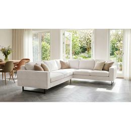OTTO home Ecksofa &raquo;Pinto, XXL, 250/290 cm, langer Schenkel, Ottomane&laquo; Cord, Chenille, Lederoptik, mit Keder, Metallf&uuml;&szlig;e, Wellenunterfederung beige 90%