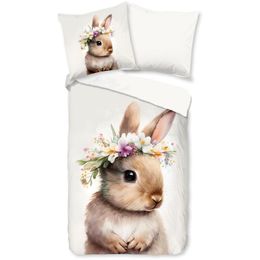 PURE luxury collection Kinderbettw&auml;sche &raquo;Evi&laquo; 2 Stk. Mikrofaser, 135x200, 2 Teilig, Wendeoptik, Kind, M&auml;dchen, Kaninchen schwarz-wei&szlig; Microfaser, 