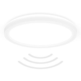 B.K.LICHT LED Deckenleuchte &raquo;BKL1604 Ultraflache LED Badleuchte, mit Microwavesensor, IP44&laquo; LED-Modul 1 Stk. Neutralwei&szlig; 4.000K, 2.400 Lm, 18W, indirekte 