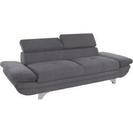 COTTA Polstergarnitur &raquo;Enterprise&laquo; Set, Set bestehend aus 2,5-Sitzer mit Arm- & Kopfteilverstellung & Hocker grau Chenille-Struktur,mit 