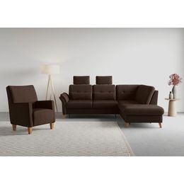 Sit & More sit&more Ecksofa &raquo;G&ouml;teborg&laquo; inkl. Sitztiefenverstellung, wahlweise mit Bettfunktion & Bettkasten braun B/H/T: 250cm x 90cm x 226cm, Luxus-Microfaser 