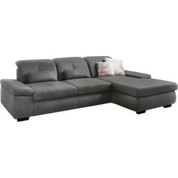 Die PlanBar Ecksofa &raquo;MP-IN16012 L-Form, mit Federkern-Polsterung&laquo; inkl. Sitztiefenverstellung, wahlweise mit weiteren Funktionen grau 85% Polyester;15