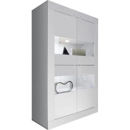Home Affaire Vitrine &raquo;Basic H&ouml;he 162 cm, Standvitrine mit 4 T&uuml;ren - Metallgriffe,&laquo; Stauraumvitrine in moderner Rahmenoptik, Hochschrank, Anrichte wei&szlig;