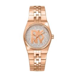 DKNY Damen DKNY Quarzuhr &raquo;Logo Watch&laquo; Armbanduhr, Damenuhr, Edelstahlarmband, analog rosa Einheitsgr&ouml;&szlig;e