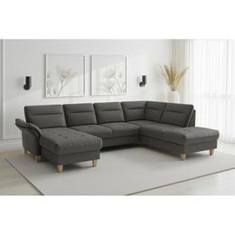 Sit & More sit&more Wohnlandschaft &raquo;Pamela U-Form, B: 292 cm, optional Schlaffunktion & Armteilverstellung&laquo; mit Federkern und Liegefl&auml;che aus Originalstoff grau 