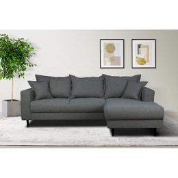 Home Affaire Ecksofa &raquo;VEYRAS L-Form, hoher Sitzkomfort, Ma&szlig;e B/T/H: 230/150/76 cm&laquo; mit Wellenunterfederung, incl. R&uuml;ckenkissen und Zierkissen grau 100