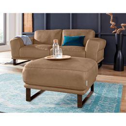 W.Schillig Hocker &raquo;montanaa&laquo; mit Metallkufen in Bronze pulverbeschichtet, Breite 71 cm braun B/H/T: 71cm x 42cm x 71cm, Longlife Xtra-Leder Z69
