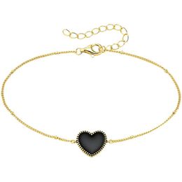 Aniston Jewelry & Watches Damen Aniston JEWELRY & WATCHES Armband &raquo;Schmuck Geschenk Armband mit schwarzem Emaille Herz&laquo; schwarz 22cm, Silber 925 (