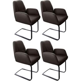 W.Schillig Freischwinger &raquo;ole&laquo; (Set) 4 Stk.2er- oder 4er-Set, Gestell in Schwarz pulverbeschichtet braun Longlife Xtra-Leder Z69: Das feinnarbige, 