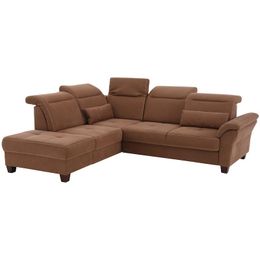 OTTO home Ecksofa &raquo;Solvei L-Form&laquo; wahlweise auch mit Kopfteilverstellung und Schlaffunktion, Federkern braun Luxus-Microfaser Lederoptik (100% 