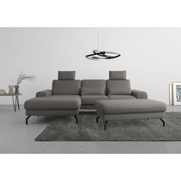 Sit & More sit&more Ecksofa &raquo;Cinturo L-Form&laquo; inklusive Sitztiefenverstellung und Federkern, Sitzh&ouml;he 48 cm grau B/H/T: 283cm x 91cm x 175cm, Luxus-Microfaser 