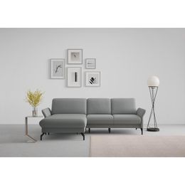 Sit & More sit&more Ecksofa &raquo;Fashion L-Form&laquo; wahlweise mit Kopfteilverstellung und Vorziehsitz, motorisch grau B/H/T: 253cm x 84cm x 165cm, Chenille, Recamiere 
