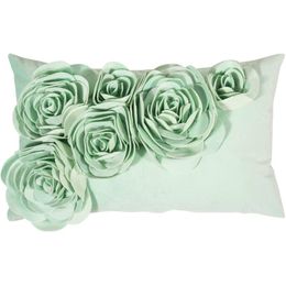Pad Dekokissen &raquo;Floral&laquo; 3D gr&uuml;n Polyester B/L: 30cm x 50cm, 1 Stk.