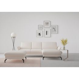 Sit & More sit&more Ecksofa &raquo;Fashion L-Form&laquo; wahlweise mit Kopfteilverstellung und Vorziehsitz, motorisch beige B/H/T: 253cm x 84cm x 165cm, Luxus-Microfaser 