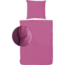 Primera Bettw&auml;sche &raquo;Renforce Stonewashed&laquo; 2 jedes Teil ein Unikat, gewaschene Used Optik pink Renforc&eacute;, Obermaterial: 100% Baumwolle B/L: 155cm x 220cm, 1 Stk