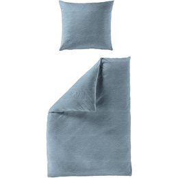 Bierbaum Bettw&auml;sche &raquo;Chic Uni&laquo; 2 Stk. Schickes Unidesign: Modern und elegant f&uuml;r jedes Schlafzimmer blau Seersucker, Obermaterial: 100% Baumwolle B/L: