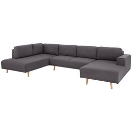 Home Affaire Wohnlandschaft &raquo;Lasse U-Form&laquo; im scandinavischem Stil mit Holzf&uuml;&szlig;en grau Filzoptik (100% Polyester);Luxus-Microfaser (100% Polyester);