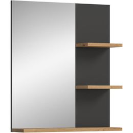 Welltime Badspiegel &raquo;REHAT, Breite 63 cm, mit 3 Ablageb&ouml;den, hochwertiges Spiegelglas&laquo; Badm&ouml;bel, Spiegel, Wandspiegel, Bad, Badezimmer schwarz 