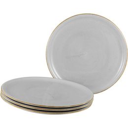Creatable Pizzateller &raquo;Vintage Nature, Pizzateller 33 cm 4-tlg&laquo; Teller Set, Handgemalt, Gesprenkelt, Rustikales Au&szlig;enband grau Porzellan 30cm