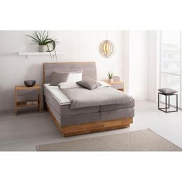 OTTO home Boxspringbett &raquo;JENNA in verschiedenen Farben und Breiten erh&auml;ltlich&laquo; LED-Beleuchtung, mit zertifizierten, recycelten Bezugsstoffen grau 