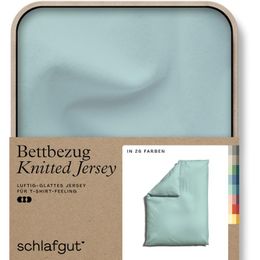 Schlafgut Bettbezug &raquo;Premium Bettbezug Knitted Jersey (1 St)&laquo; Ton-in-Ton Rei&szlig;verschluss, Bio-Baumwolle mit Elasthan, Uni, OEKO Tex blau Jersey, Obermaterial: 95