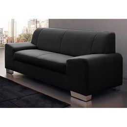 DOMO collection 2-Sitzer &raquo;Alisson kubische Formensprache mit abgerundeten Details, Breite 164cm&laquo; fester Sitzkomfort schwarz Microfaser aus 100% 