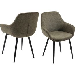 Salesfever Armlehnstuhl &raquo;Komfortabler Esszimmerstuhl zum Relaxen&laquo; (Set) 2 Stk. gr&uuml;n Metall, Polyester B/H/T: 64cm x 86cm x 59cm, 2 Stk., Strukturstoff