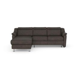 Sit & More sit&more Ecksofa &raquo;Freetown L-Form&laquo; inklusive Kopfteilverstellung und komfortablem Federkern braun B/H/T: 257cm x 84cm x 166cm, Luxus-Microfaser, 