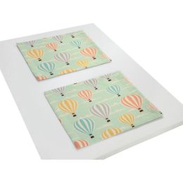 Adam Platzset &raquo;Balloons&laquo; GOTS organic,zertifiziert durch CERES 0242f&uuml;r Kinder gr&uuml;n Obermaterial: 100% Baumwolle B/L: 40cm x 40cm, 2 Stk., Bio-Baumwolle, 