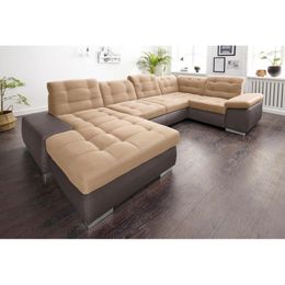 Sit & More sit&more Wohnlandschaft &raquo;Ontario U-Form&laquo; XXL, wahlweise mit Schlaffunktion braun Luxus-Microfaser (Variante 2: 90% Polyester, 10% Polyamid);