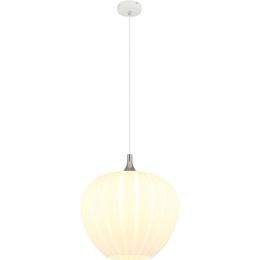 Globo LIGHTING H&auml;ngeleuchte &raquo;MAXY&laquo; E27 1 Stk. H&auml;ngelampe/Pendelleuchte/Glas opal/H&ouml;he k&uuml;rzbar/Glas Dekorillen wei&szlig; 1 Stk.