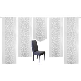 Home Wohnideen Schiebegardine &raquo;JENNA&laquo; Klettband 5 Stk. tlg. Schiebevorhang Jacquard Set, HxB: 245x57 wei&szlig; Polyester 245cm, Klettband, 57cm