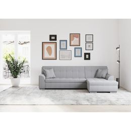 DOMO collection Ecksofa &raquo;TREVISO viele Bez&uuml;ge, auch in Cord, L-Form, 267x178 cm&laquo; mit Bettfunktion, inkl. Zierkissen, Unser Dauertiefpreis grau 95% 